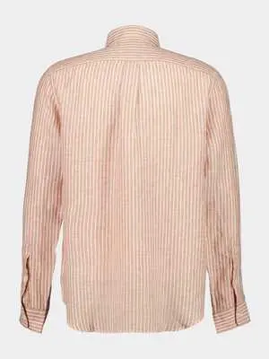 Frescobol Carioca Pale Copper Striped Linen Shirt