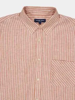 Frescobol Carioca Pale Copper Striped Linen Shirt