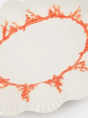 LES-OTTOMANS Saint Jacques Coral Ceramic Tray - Orange