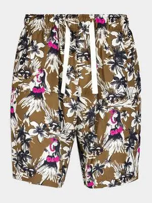 Palm Angels Hula Cargo Graphic-Print Shorts Multicolour