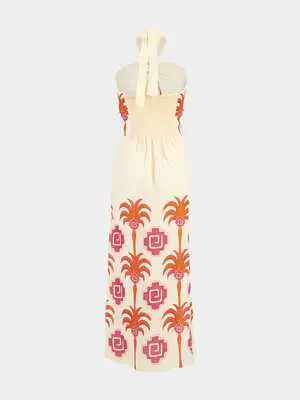 Johanna Ortiz Water Adventure Linen Halter Dress - Orange