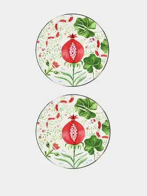 La DoubleJ Set Of 2 Pomegranate Dessert Plates - Multicolour