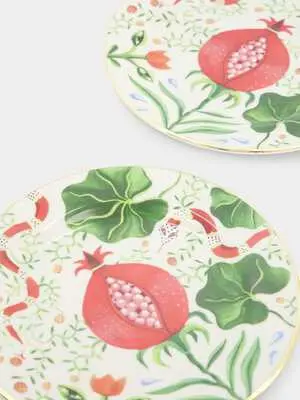 La DoubleJ Pomegranate Dessert Plates Set Of 2 - Multicolour