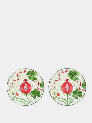 La DoubleJ Pomegranate Dessert Plates Set Of 2 - Multicolour
