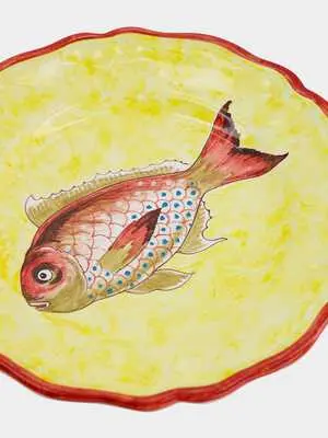 LES-OTTOMANS La Menagerie D'été Fish Dinner Plate - Multicolour