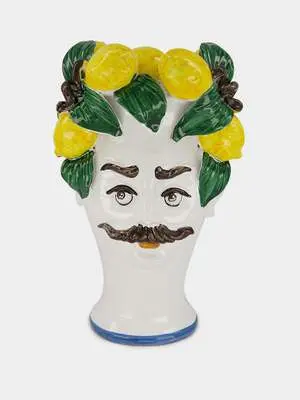 LES-OTTOMANS Handpainted Sculpture Vase - Multicolour