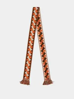 Valentino Garavani Cotton Jacquard Scarf With Fringe - Orange