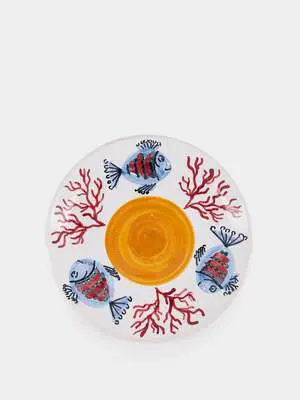 LES-OTTOMANS Handpainted Sicily Yellow Dessert Plate - Multicolour