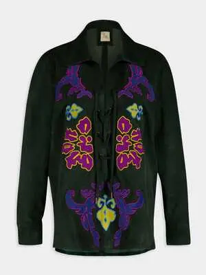 PAULA Chakakan Suede Embroidered Overshirt