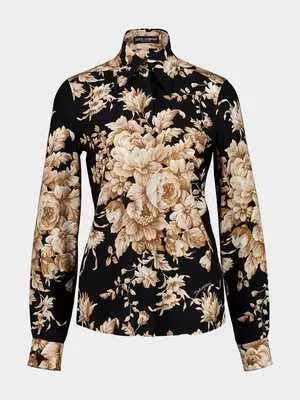 Dolce & Gabbana Rose-print Charmeuse Silk Shirt - Multicolour