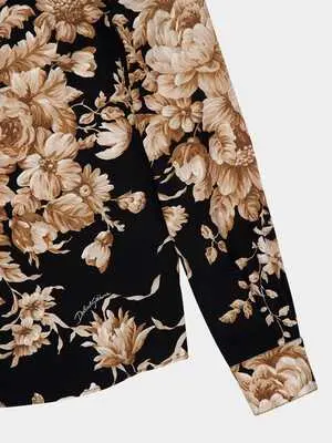Dolce & Gabbana Rose-print Charmeuse Silk Shirt - Multicolour