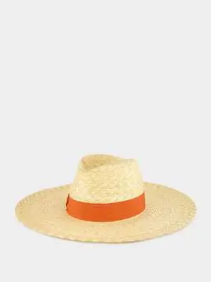 Borsalino Panama Wide Brim Straw Hat - Orange
