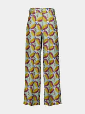 PAULA Sonia Aquageo Printed Silk Twill Trousers - Multicolour