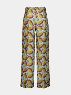 PAULA Sonia Aquageo Printed Silk Twill Trousers - Multicolour