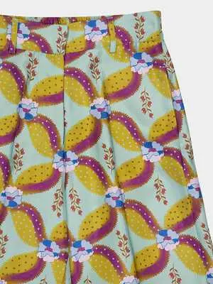 PAULA Sonia Aquageo Printed Silk Twill Trousers - Multicolour