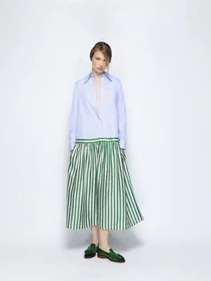 PAULA Rosalia Multi Stripes Printed A-line Midi Dress - Multicolour
