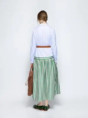 PAULA Rosalia Multi Stripes Printed A-line Midi Dress - Multicolour