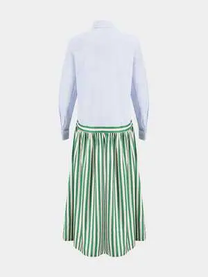 PAULA Rosalia Multi Stripes Printed A-line Midi Dress - Multicolour