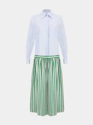 PAULA Rosalia Multi Stripes Printed A-line Midi Dress