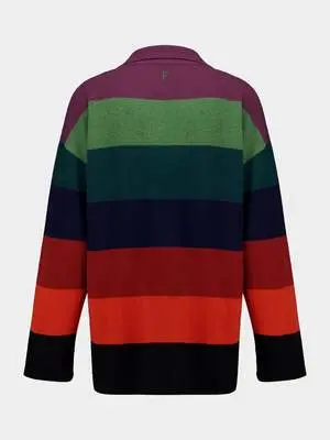 PAULA Jane Striped Knitted V-neck Top - Multicolour