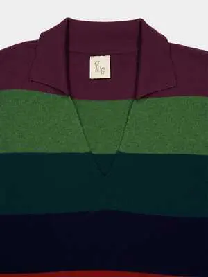 PAULA Jane Striped Knitted V-neck Top - Multicolour