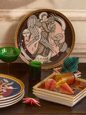 La DoubleJ The Angel Brown Decorative Plate - Multicolour