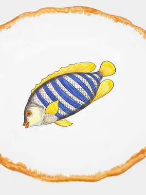 LES-OTTOMANS La Ménagerie D'été Fish Dinner Plate - Multicolour