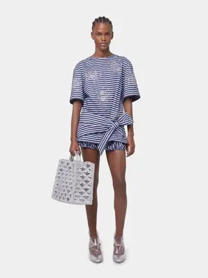 Rabanne Striped Embroidered T-shirt - Multicolour