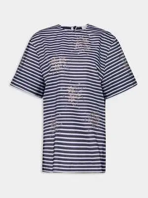 Rabanne Striped Embroidered T-shirt - Multicolour