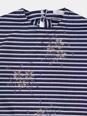 Rabanne Striped Embroidered T-shirt - Multicolour