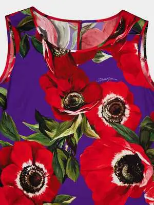 Dolce & Gabbana Anemone Print Charmeuse Tank Top - Purple
