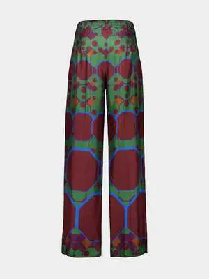 PAULA Printed Silk Twill Tailored Pants