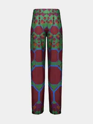 PAULA Printed Silk Twill Tailored Pants
