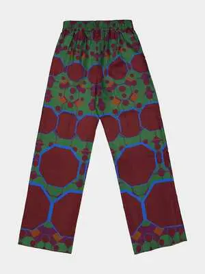PAULA Printed Silk Twill Tailored Pants