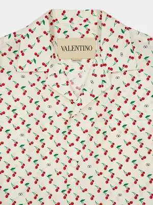 Valentino Garavani Butter Cotton Shirt With Cherryfic Print - Multicolour