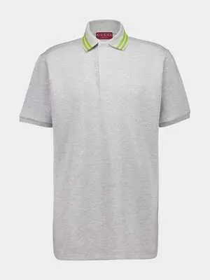 Gucci Mélange Cotton Piquet Polo Top - Grey