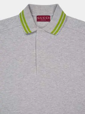 Gucci Mélange Cotton Piquet Polo Top - Grey
