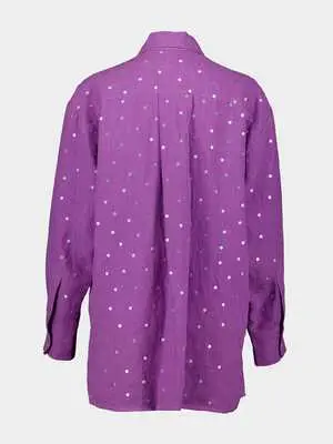 PAULA Sequined Embroidered Linen Shirt