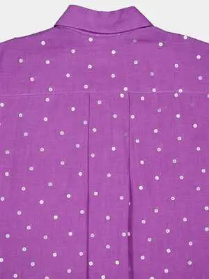 PAULA Sequined Embroidered Linen Shirt