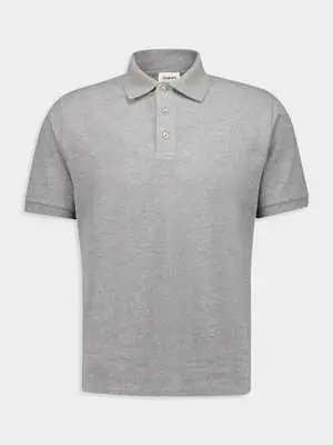 Saint Laurent Cassandre Polo Shirt In Piqu - Grey