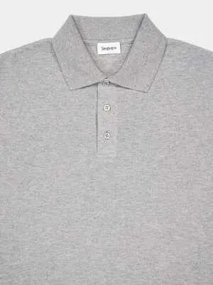 Saint Laurent Cassandre Polo Shirt In Piqu - Grey