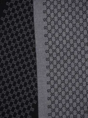 Gucci Jacquard Gg Wool Scarf - Grey