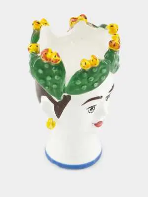 LES-OTTOMANS Hand-painted Ceramic Candle With Cactus - Multicolour