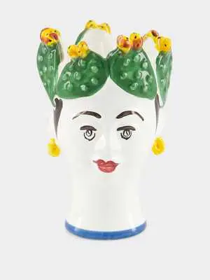 LES-OTTOMANS Hand-painted Ceramic Candle With Cactus - Multicolour