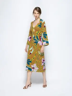 PAULA Varvara Floral Psic Jacquard Dress - Multicolour