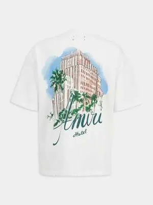 Amiri White Oversized Hotel Print T-shirt