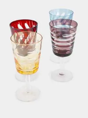 POLSPOTTEN Set Of 4 Tubular Wine Glasses