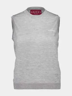 Gucci Mélange Cashmere Silk Sleeveless Knit Top
