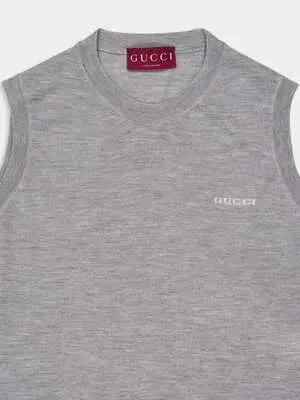 Gucci Mélange Cashmere Silk Sleeveless Knit Top