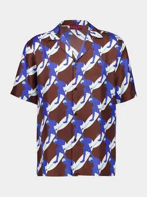 Gucci Brown Multicolour Printed Silk Bowling Shirt Multicolour